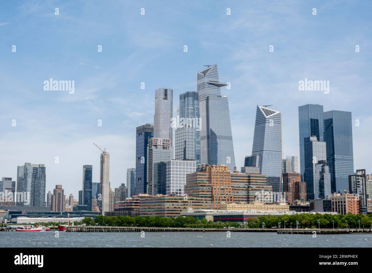 USA, New York, Hudson Yards. View from Hudson River. Skyline with 30 ...
