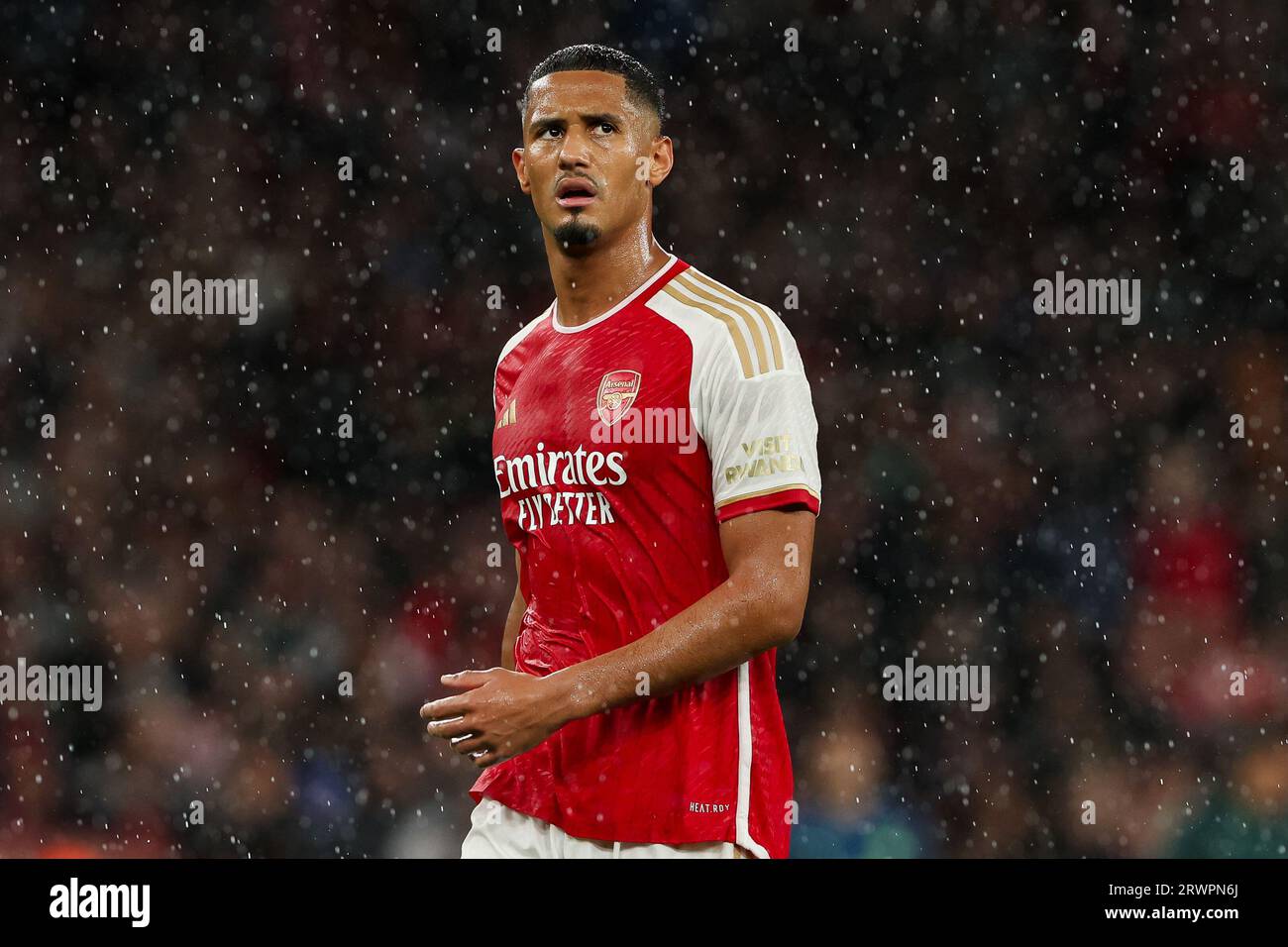 London, UK. 20th Sep, 2023. LONDON, UNITED KINGDOM - SEPTEMBER 20: William Saliba of Arsenal in ...