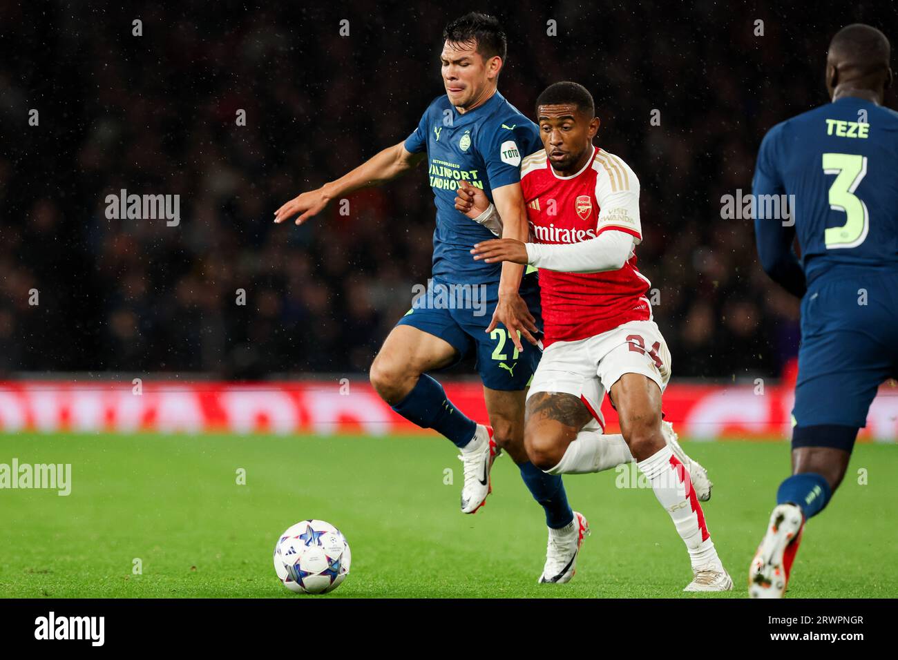 London, UK. 20th Sep, 2023. LONDON, UNITED KINGDOM - SEPTEMBER 20: Reiss Nelson of Arsenal is ...