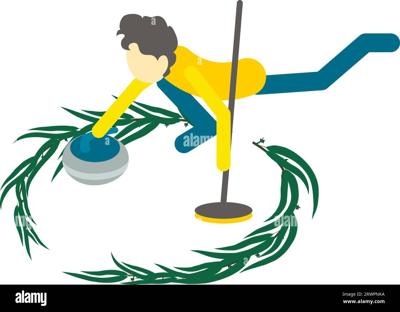 Curling sport icon isometric vector. Athlete with granite stone for ...