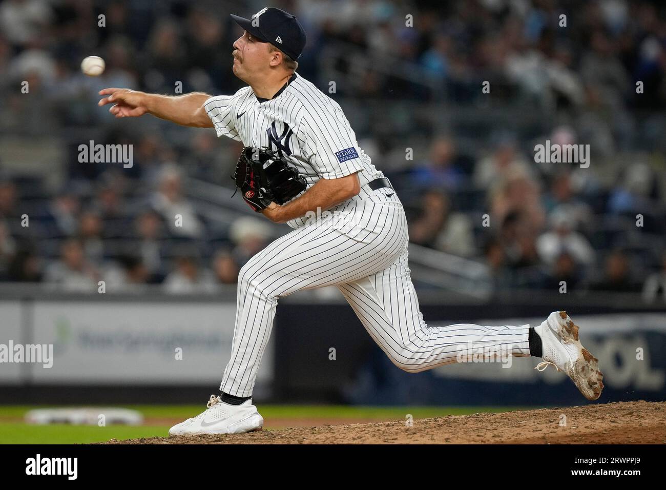New York Yankees relief pitcher Greg Weissert (85) delivers a pitch ...