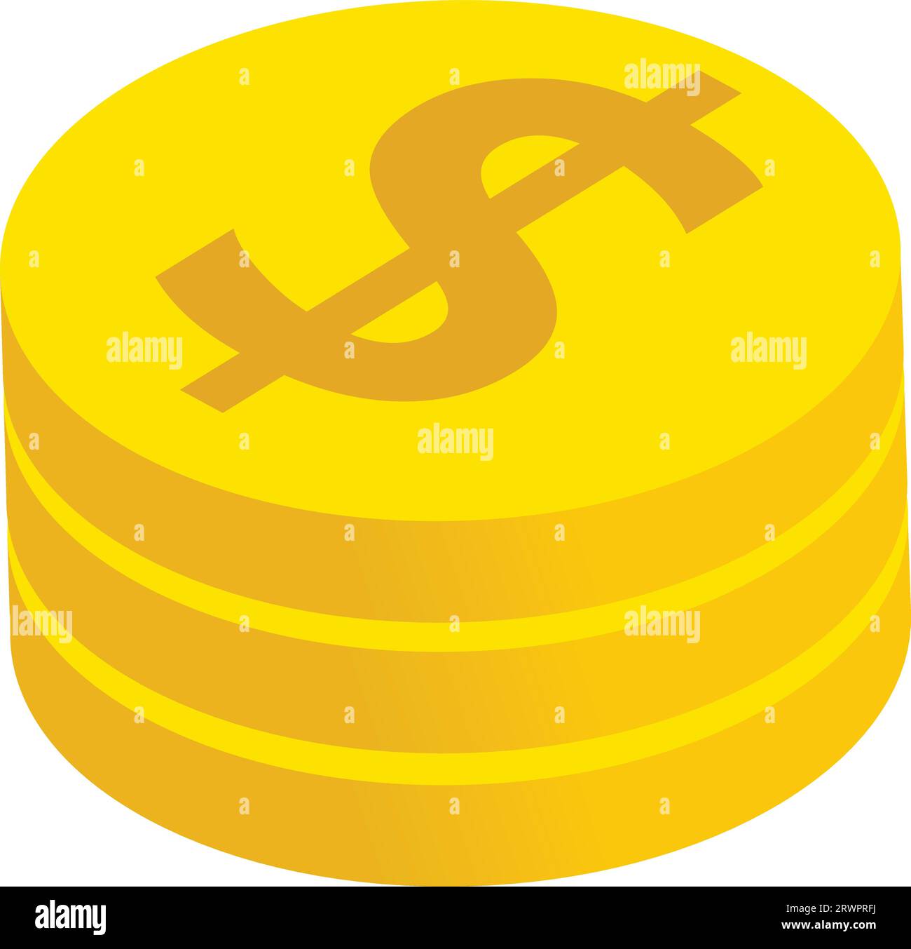 Saving concept icon isometric vector. Stack of big golden coin with ...