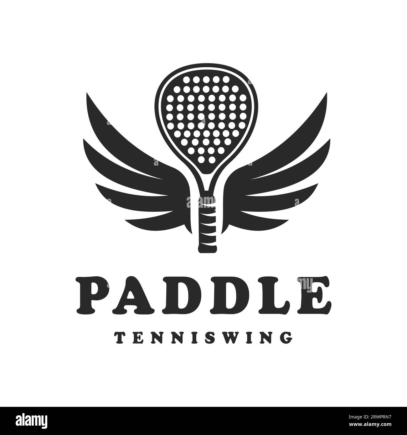 Illustration of Paddle racket with wings Vintage Retro Logo design ...