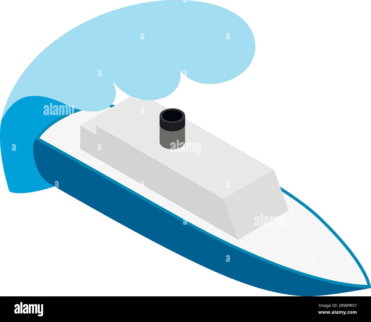 Steamship icon isometric vector. Big wave covers paddle steamer icon ...
