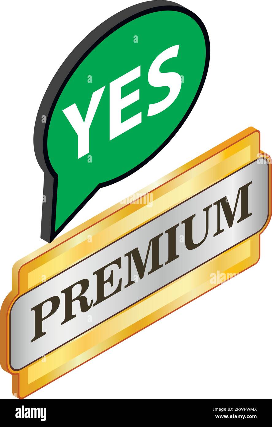 Premium quality icon isometric vector. Premium quality sign, speech ...