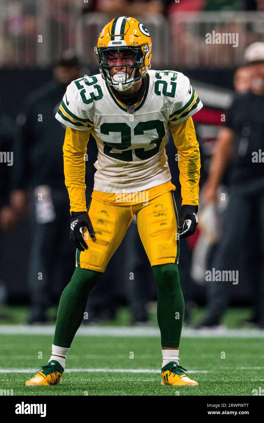 Green Bay Packers cornerback Jaire Alexander (23) lines up during the ...