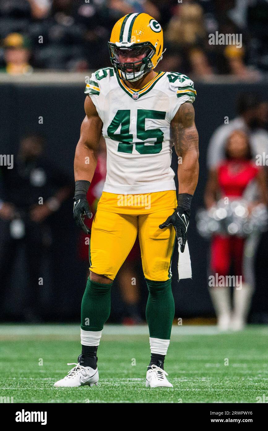 Green Bay Packers linebacker Eric Wilson (45) lines up during the first ...