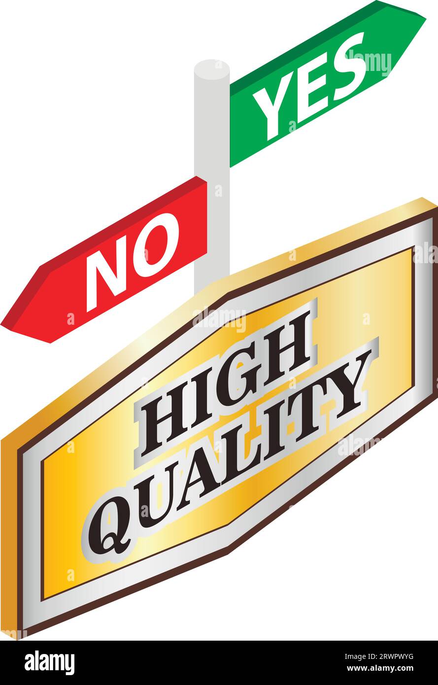 Choice concept icon isometric vector. Golden high quality sign and road ...