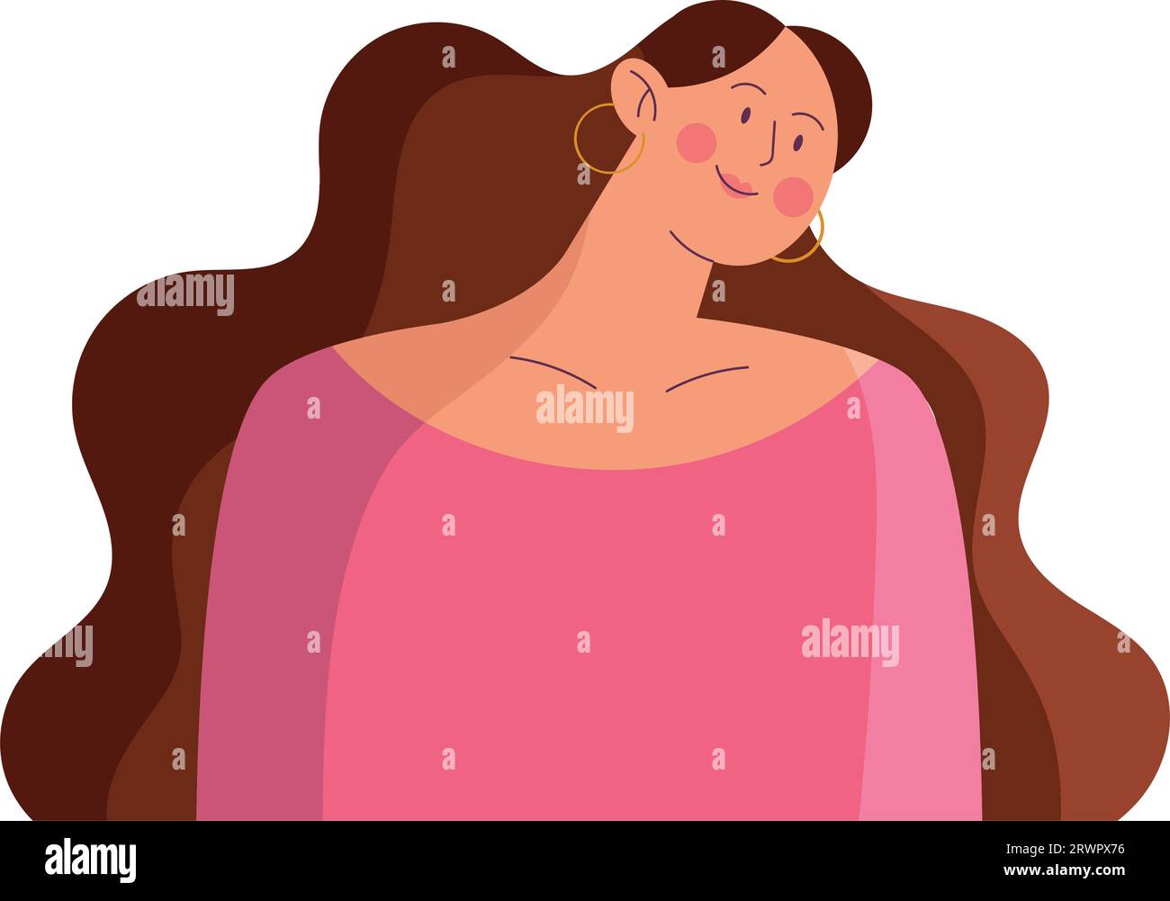 young woman long hair brunette vector isolated Stock Vector Image & Art ...