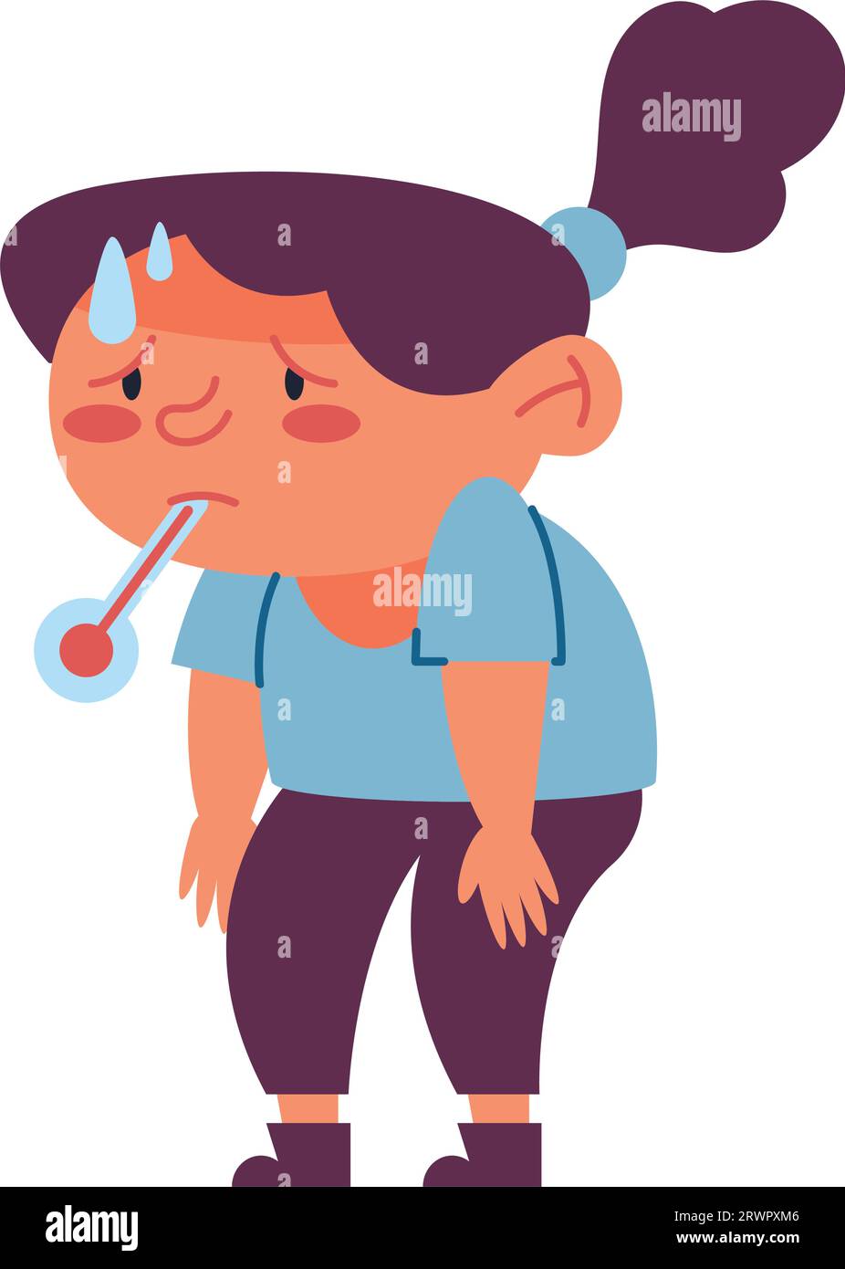 kid sick with fever vector isolated Stock Vector Image & Art - Alamy