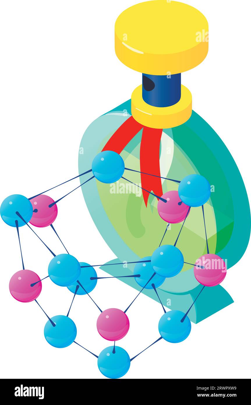 Modern perfume icon isometric vector. Blue bottle of perfume and ...