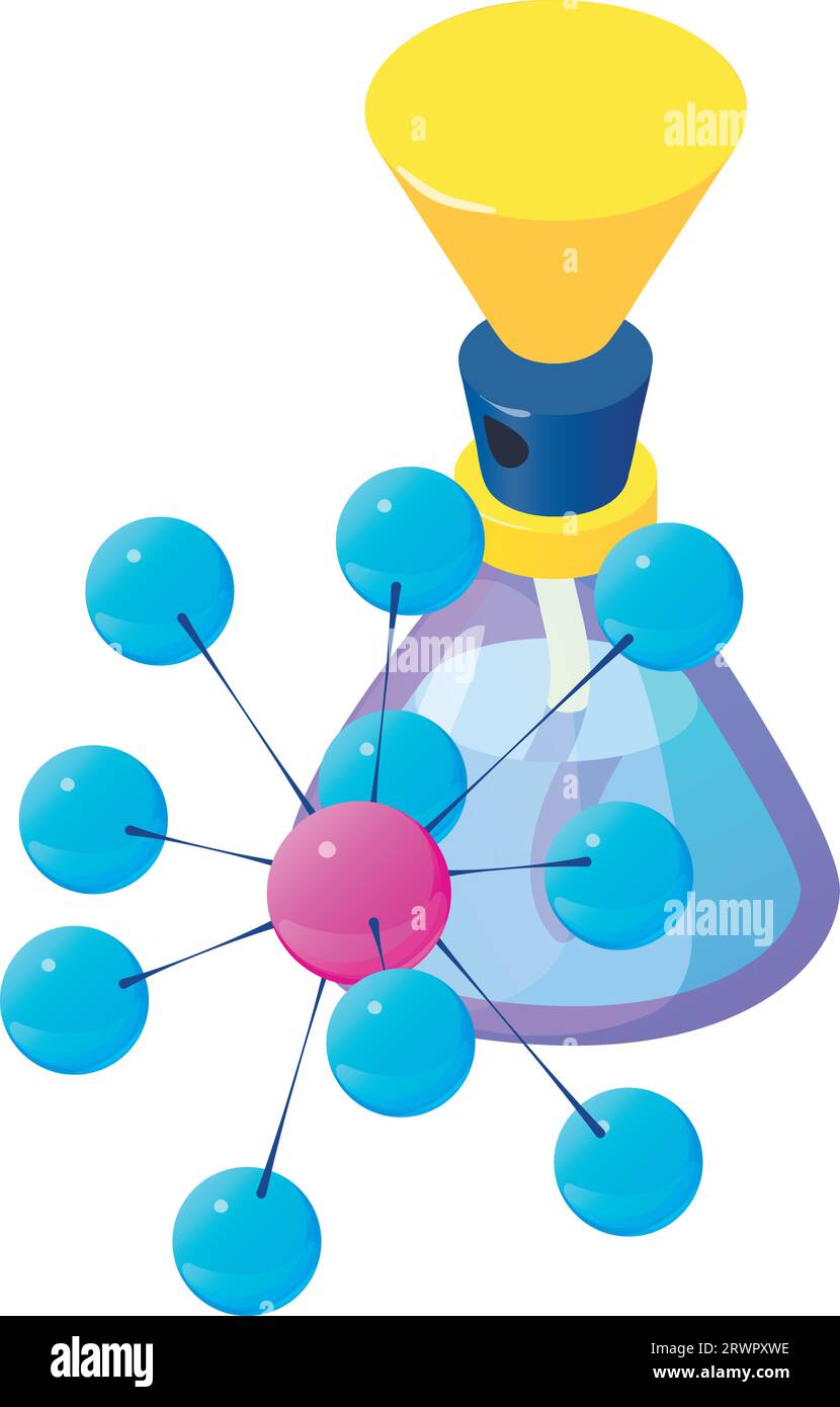 Original perfume icon isometric vector. Bottle of perfume and molecule ...