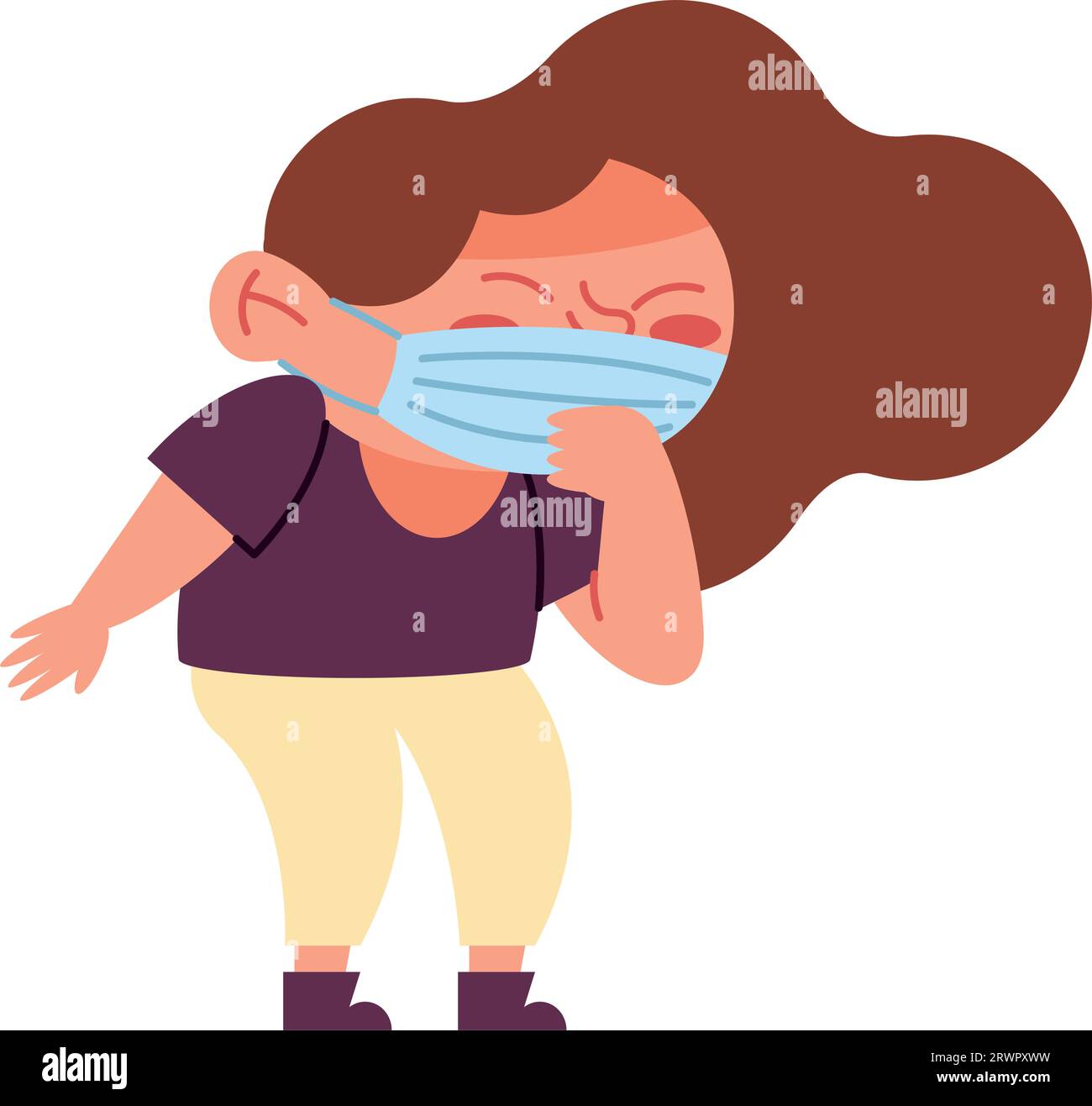 kid sick with cough vector isolated Stock Vector Image & Art - Alamy