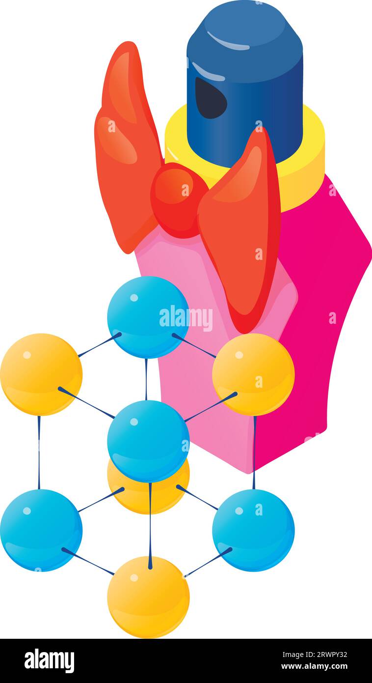 Elegant perfume icon isometric vector. Bottle of perfume and molecule ...