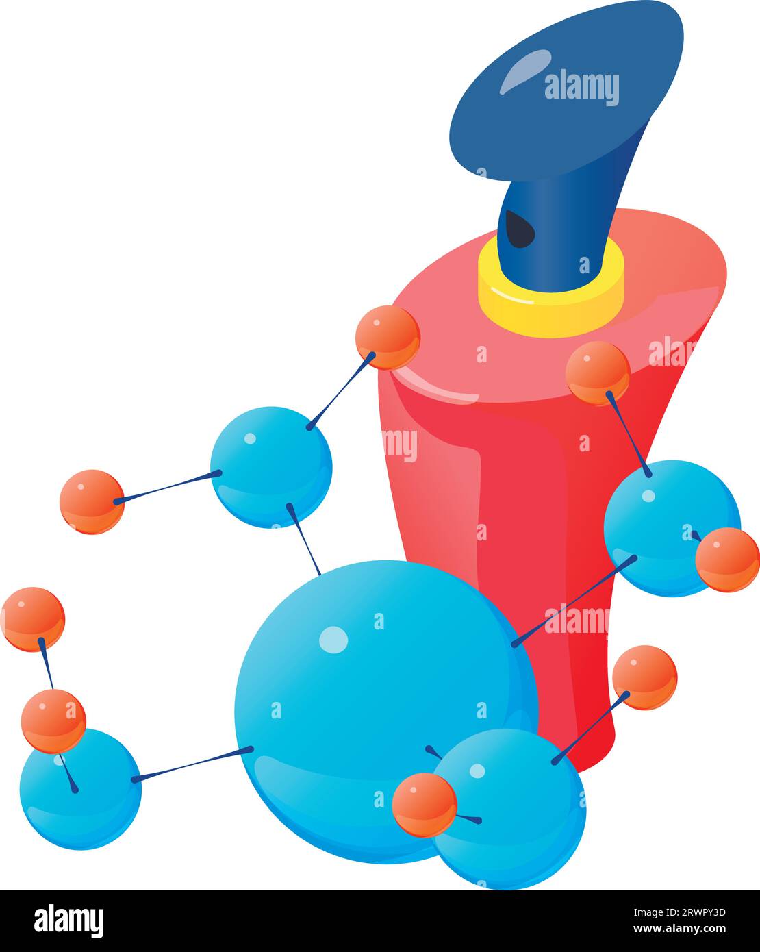 Expensive perfume icon isometric vector. Bottle of perfume and molecule ...