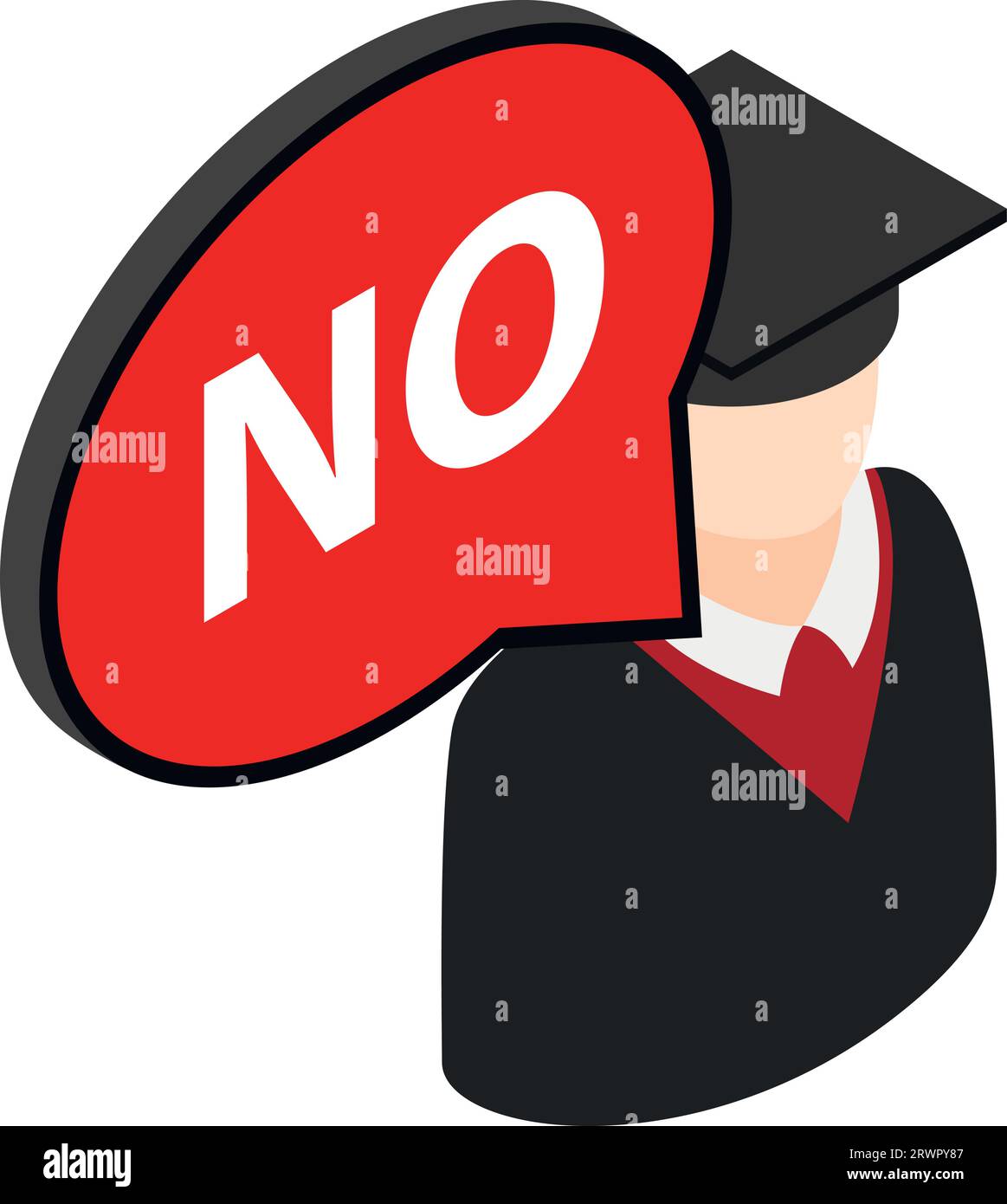 Higher education icon isometric vector. Faceless graduate guy in ...