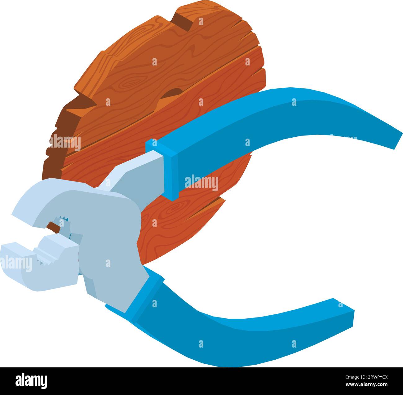 Electrical work icon isometric vector. Metal wire cutters and wooden ...