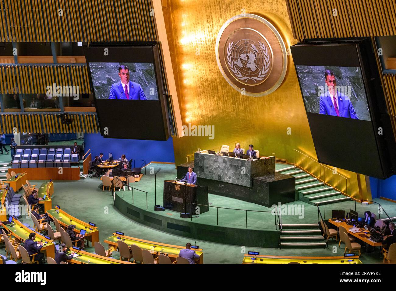 New York, USA. 20th Sep, 2023. Spainsh Prime Minister Pedro Sánchez ...