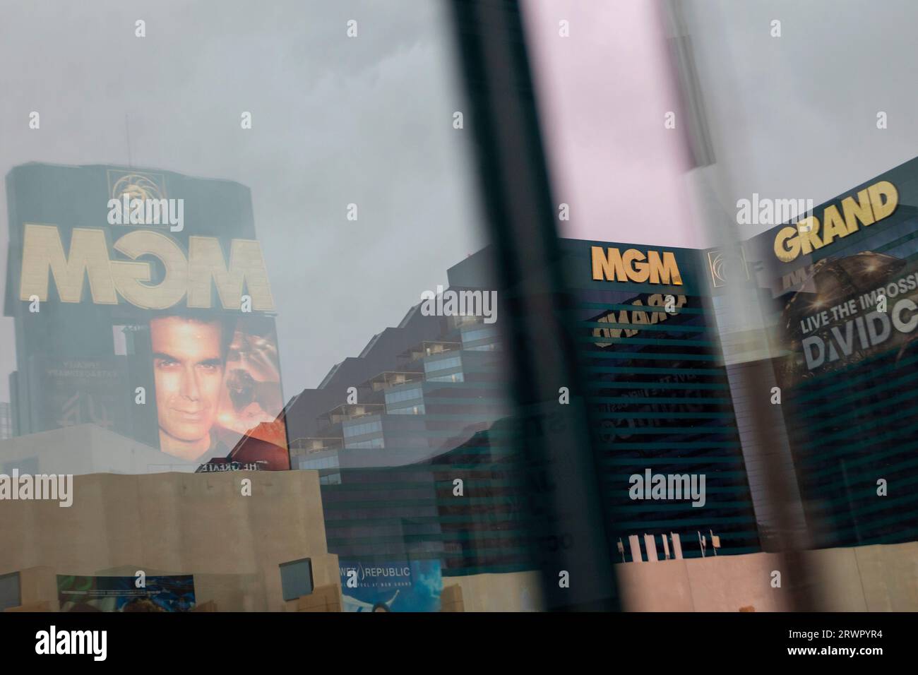 The MGM Grand hotel-casino is reflected in glass on Wednesday, Sept. 20 ...