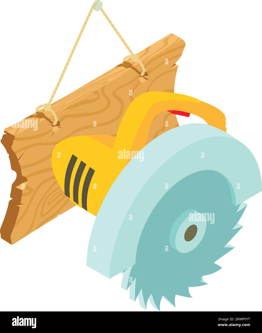 Woodworking tool icon isometric vector. Electric circular saw and ...