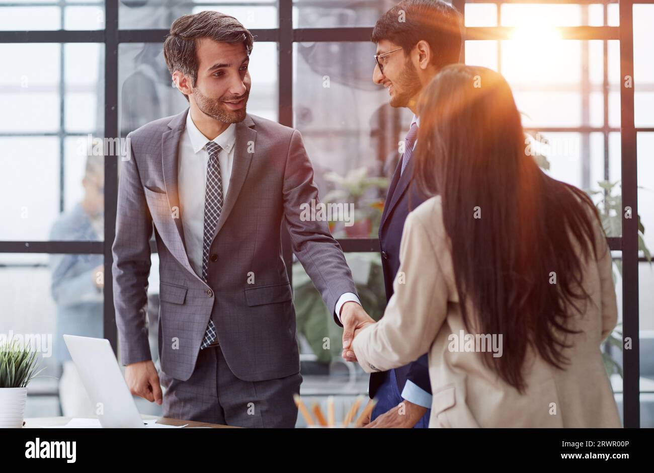 happy overjoyed professionals group rejoice company victory Stock Photo ...