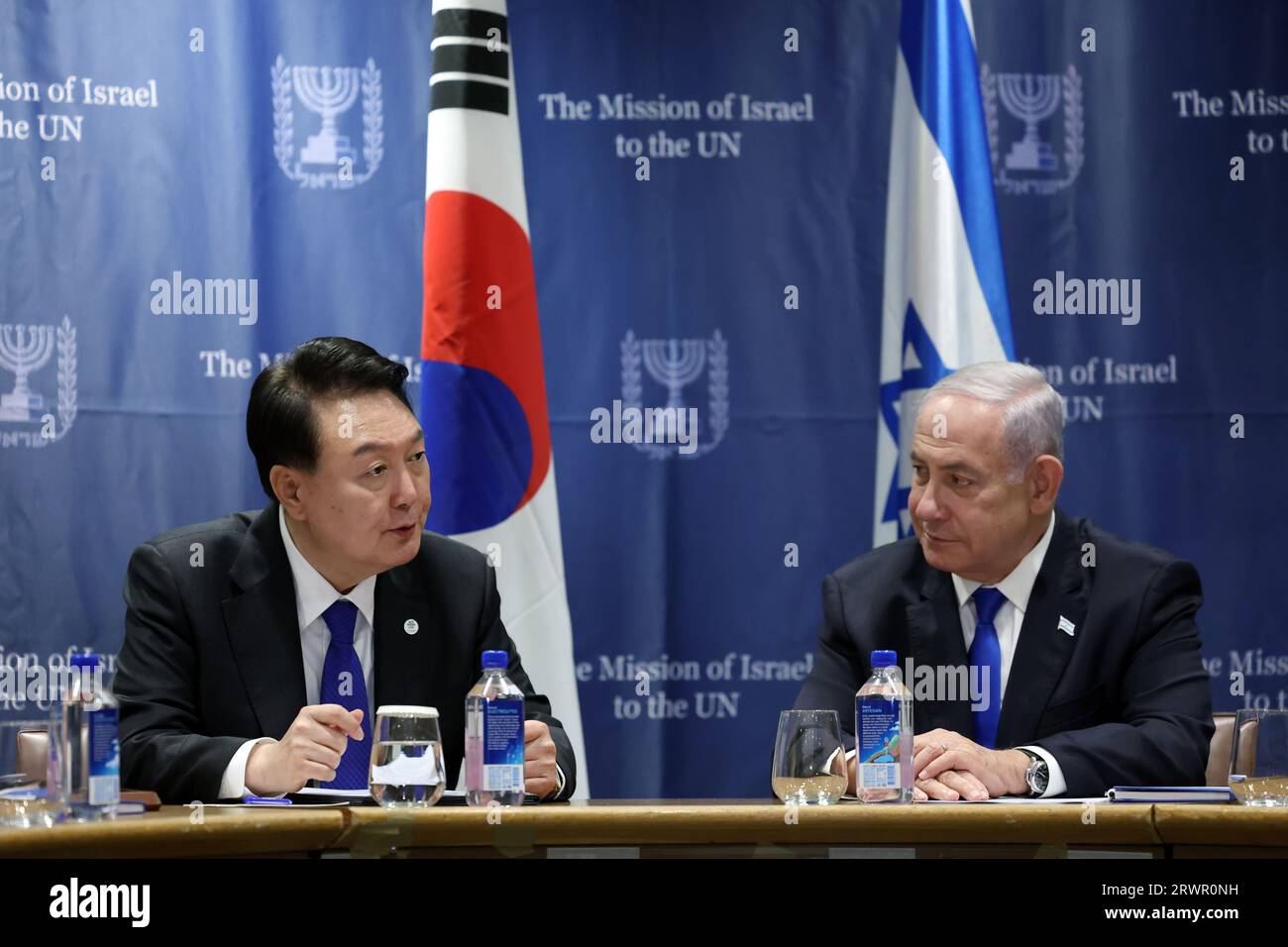 21st Sep, 2023. S. Korea-Israel summit South Korean President Yoon Suk ...