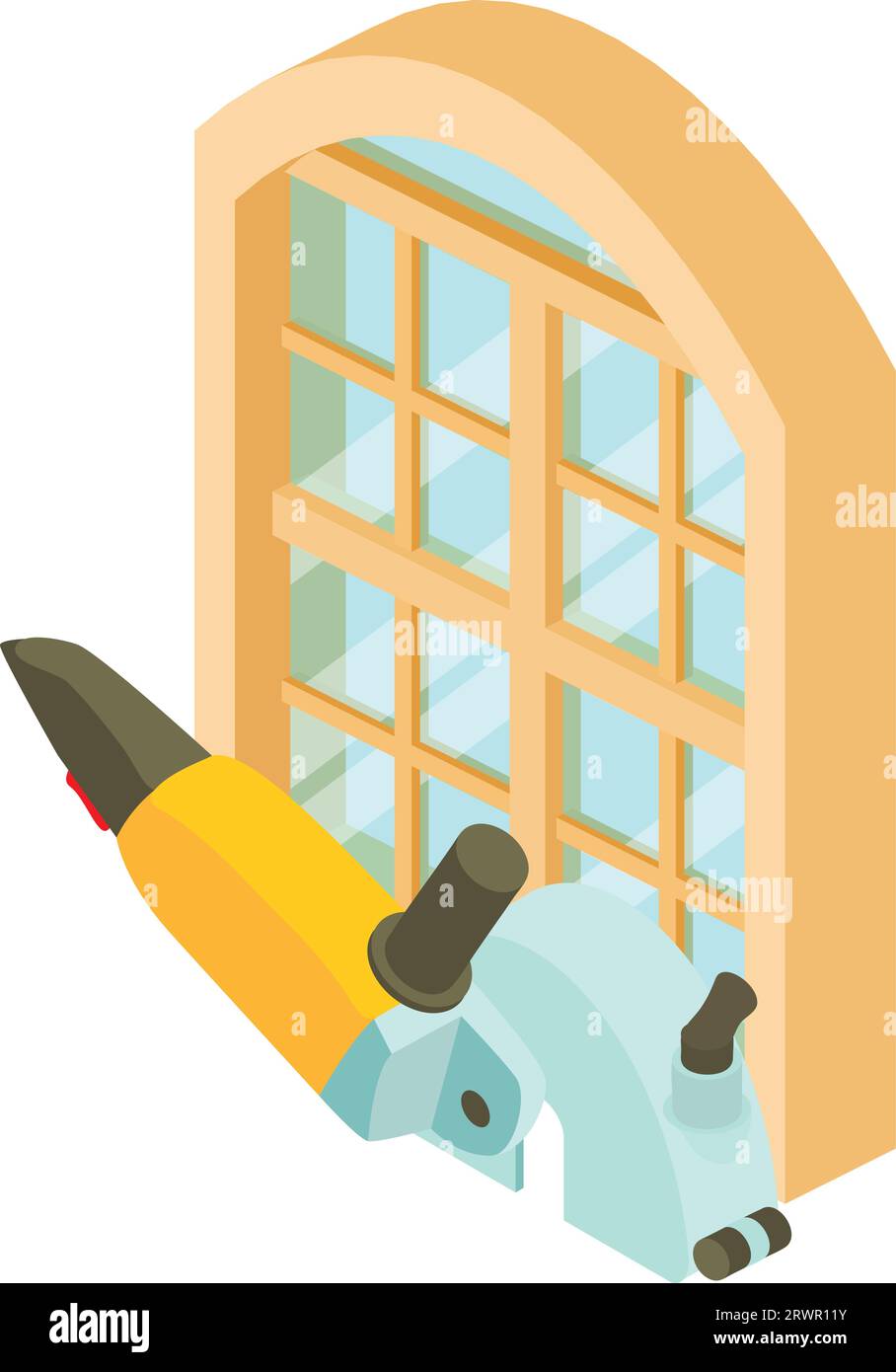 Steel cutting icon isometric vector. Steel cut off machine and large ...