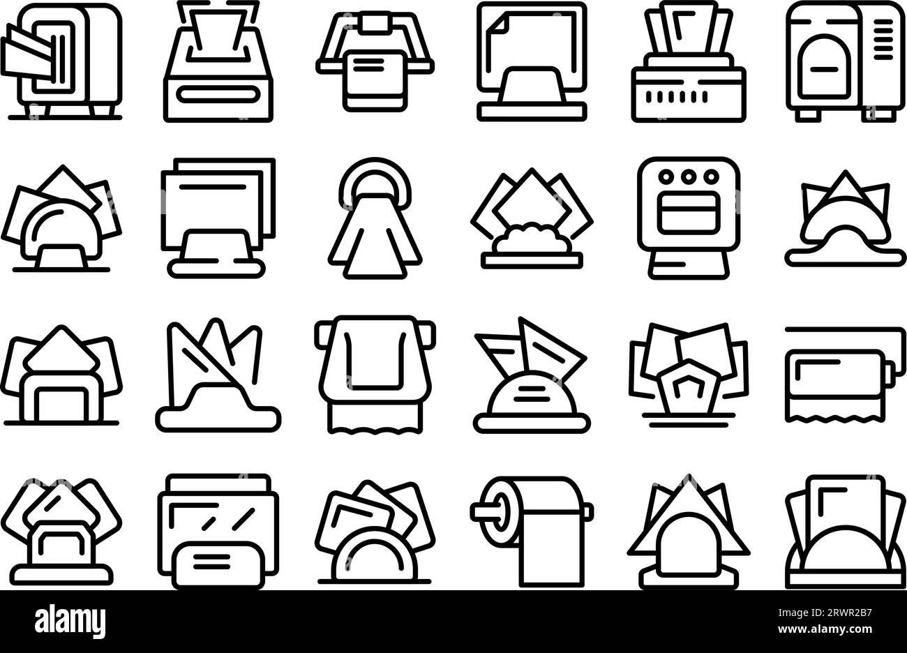 Napkin holder icons set outline vector. Table paper. Cafe tissue Stock ...