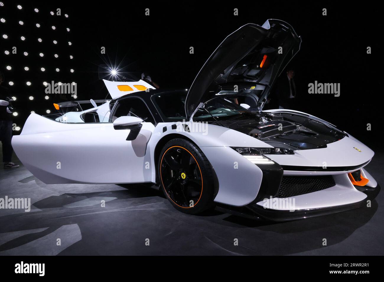 Tokyo, Japan. 20th Sep, 2023. Italian sports car maker Ferrari displays ...