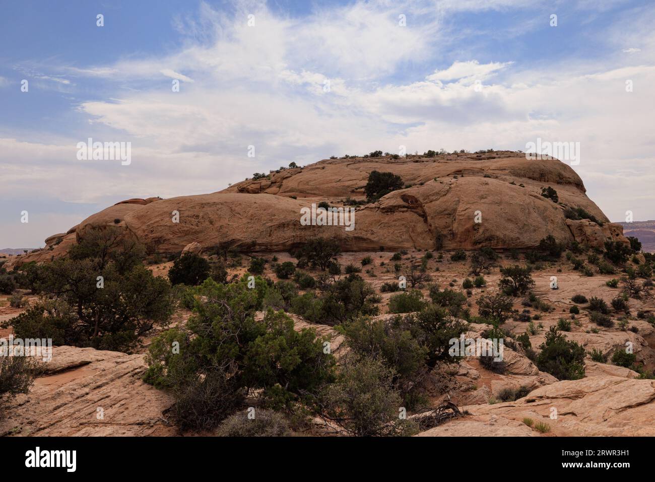 dome rock with green trees under a blue sky and clouds Stock Photo - Alamy
