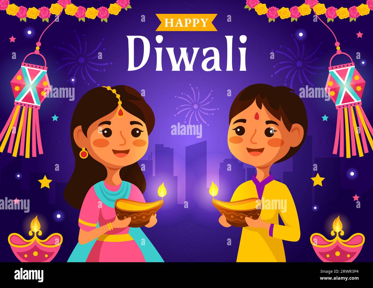 Happy Diwali Hindu Vector Illustration with Indian Rangoli and ...
