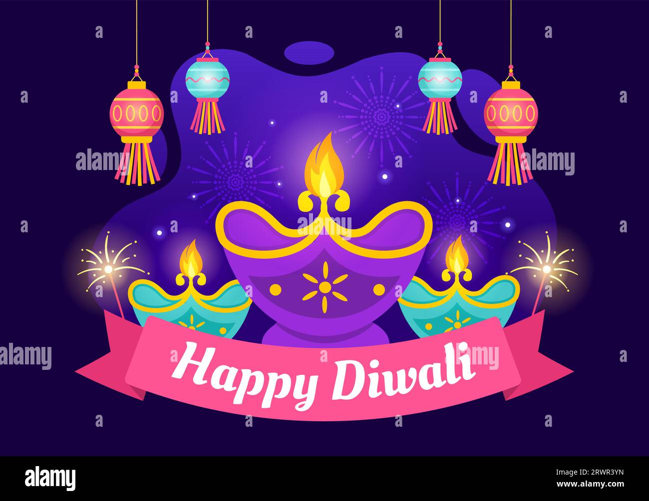 Happy Diwali Hindu Vector Illustration with Indian Rangoli and ...