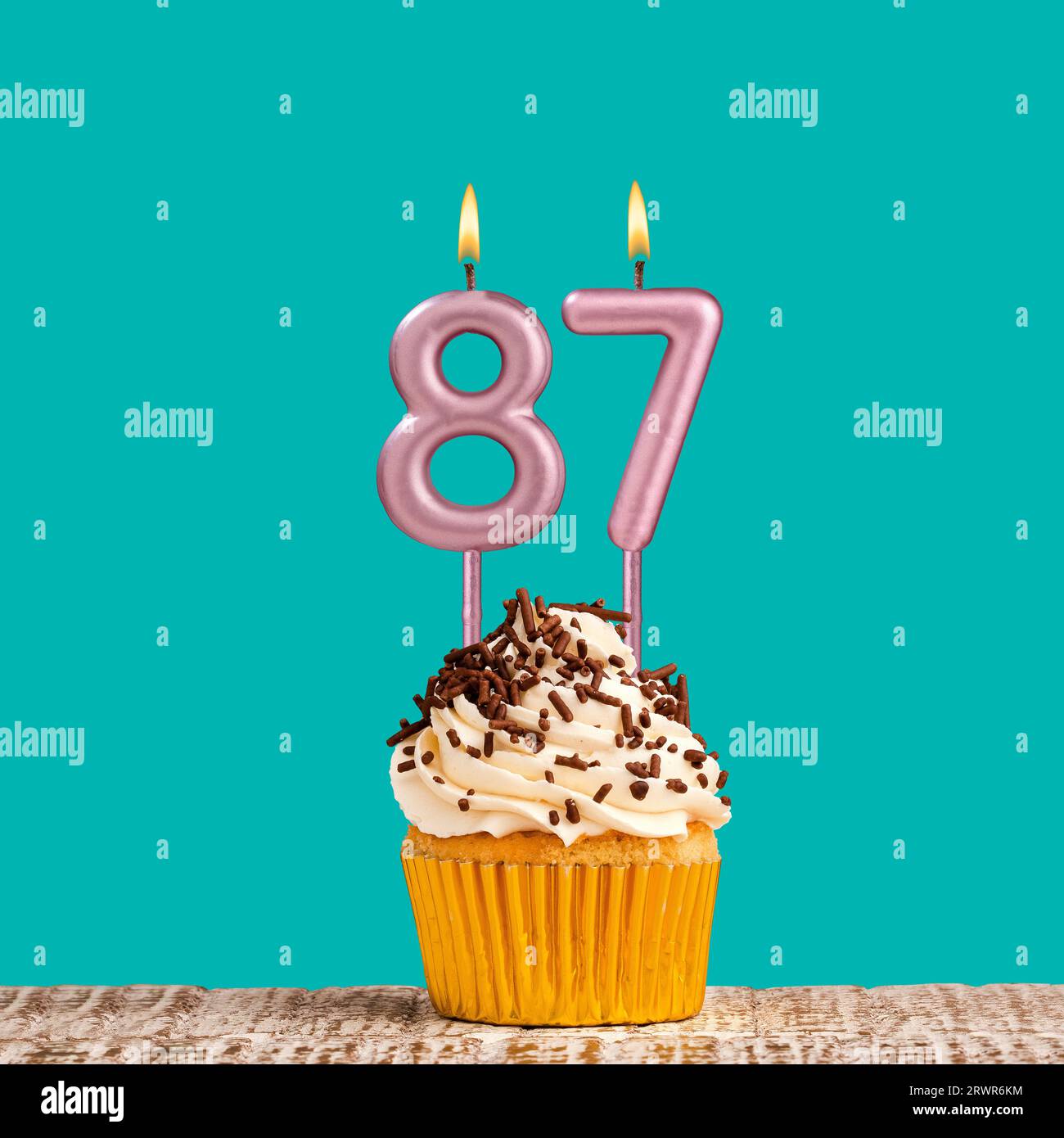 Birthday candle number 87 - Aquamarine card design Stock Photo - Alamy