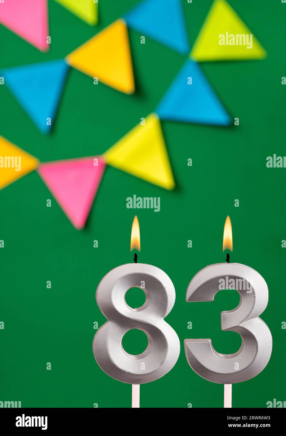 Candle number 83 birthday - Green anniversary card with pennants Stock ...