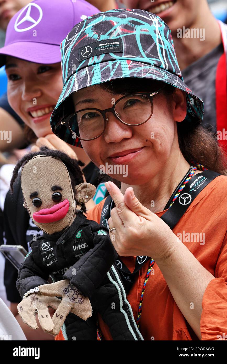 Suzuka, Japan. 21st Sep, 2023. Circuit atmosphere - Mercedes AMG F1 fan ...