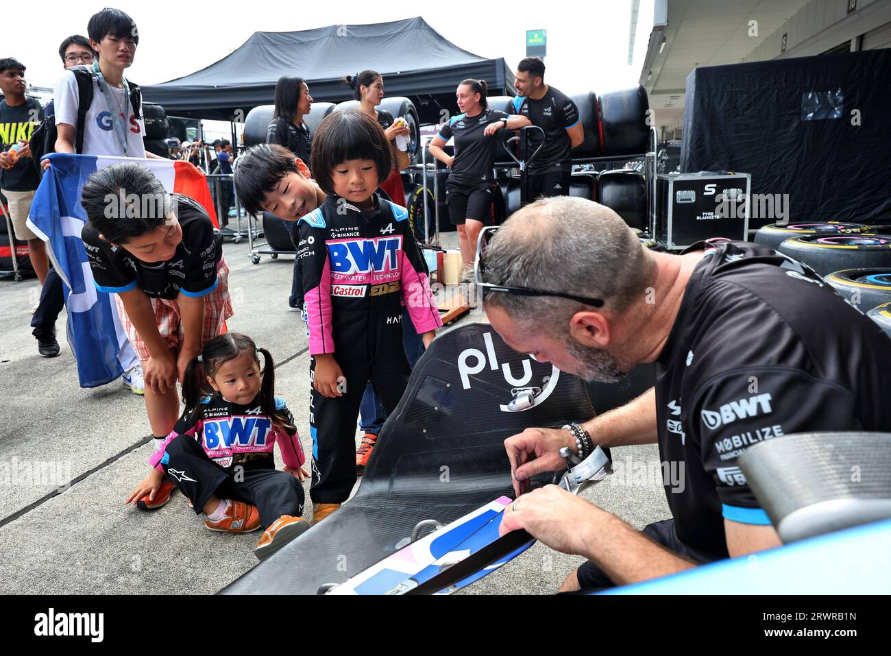 Suzuka, Japan. 21st Sep, 2023. Circuit atmosphere - young Alpine F1 ...
