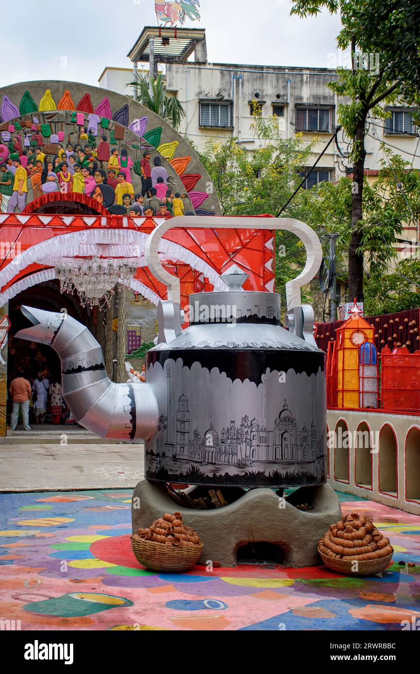 Picture of decorated Durga Puja pandal in Kolkata, West Bengal, India ...