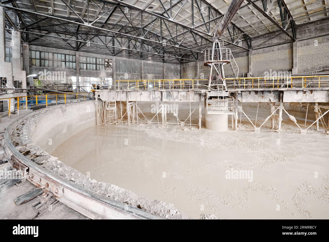 Sludge preparation pool for gas silica blocks at factory Stock Photo ...