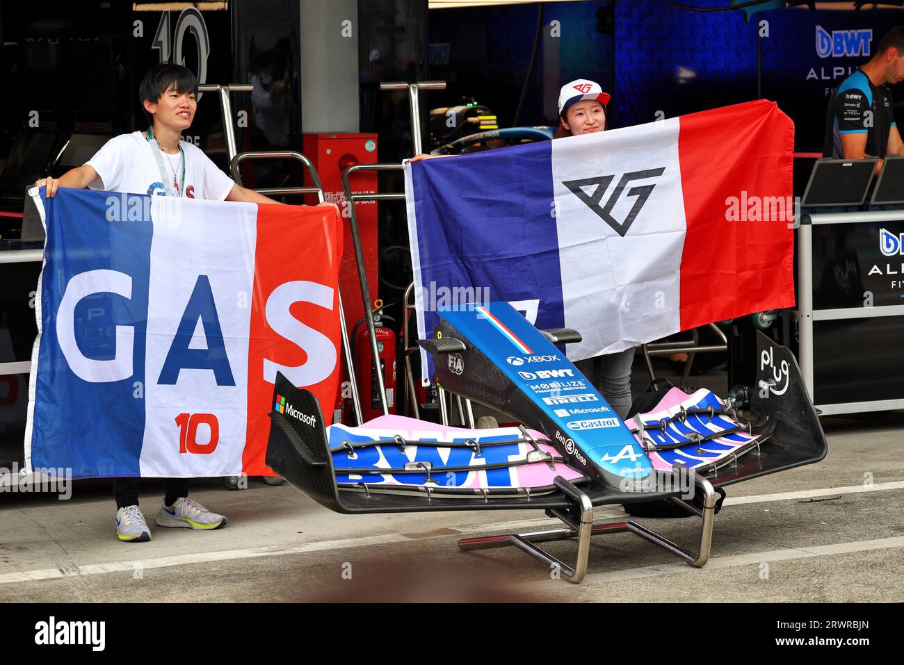 Suzuka, Japan. 21st Sep, 2023. Circuit atmosphere - Alpine F1 Team fans ...
