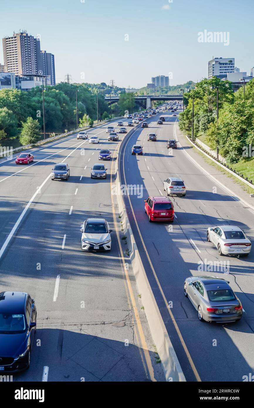 cars on the don valley parkway in toronto, sunny day Stock Photo - Alamy