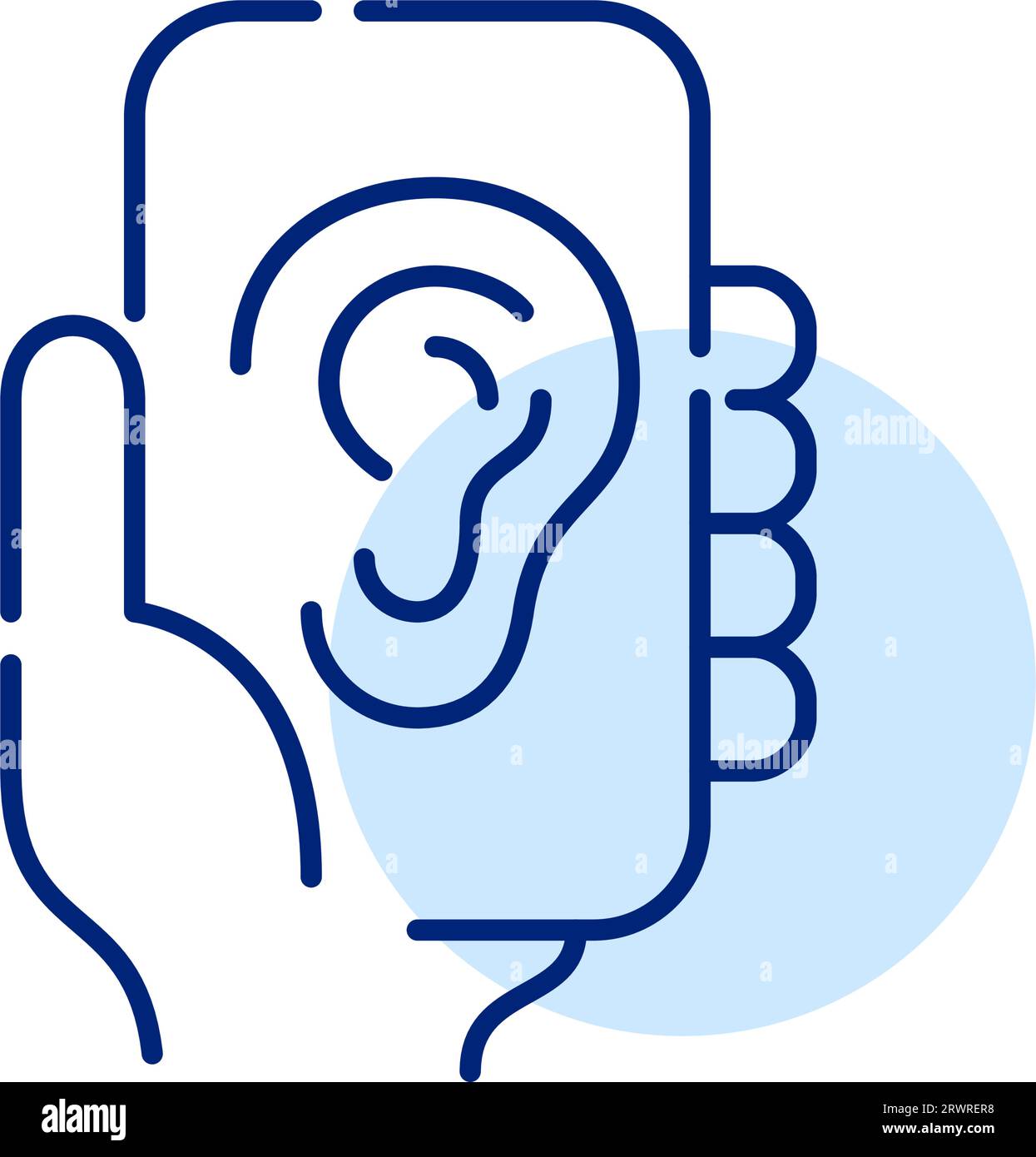 Smart phone with ear icon. Speech recognition app. Pixel perfect icon ...