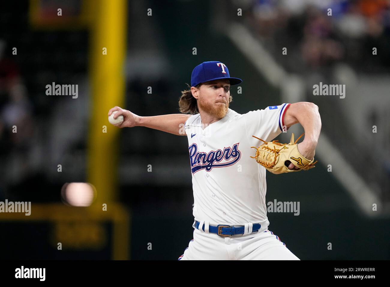 Texas Rangers starting pitcher Jon Gray throws to the Boston Red Sox ...