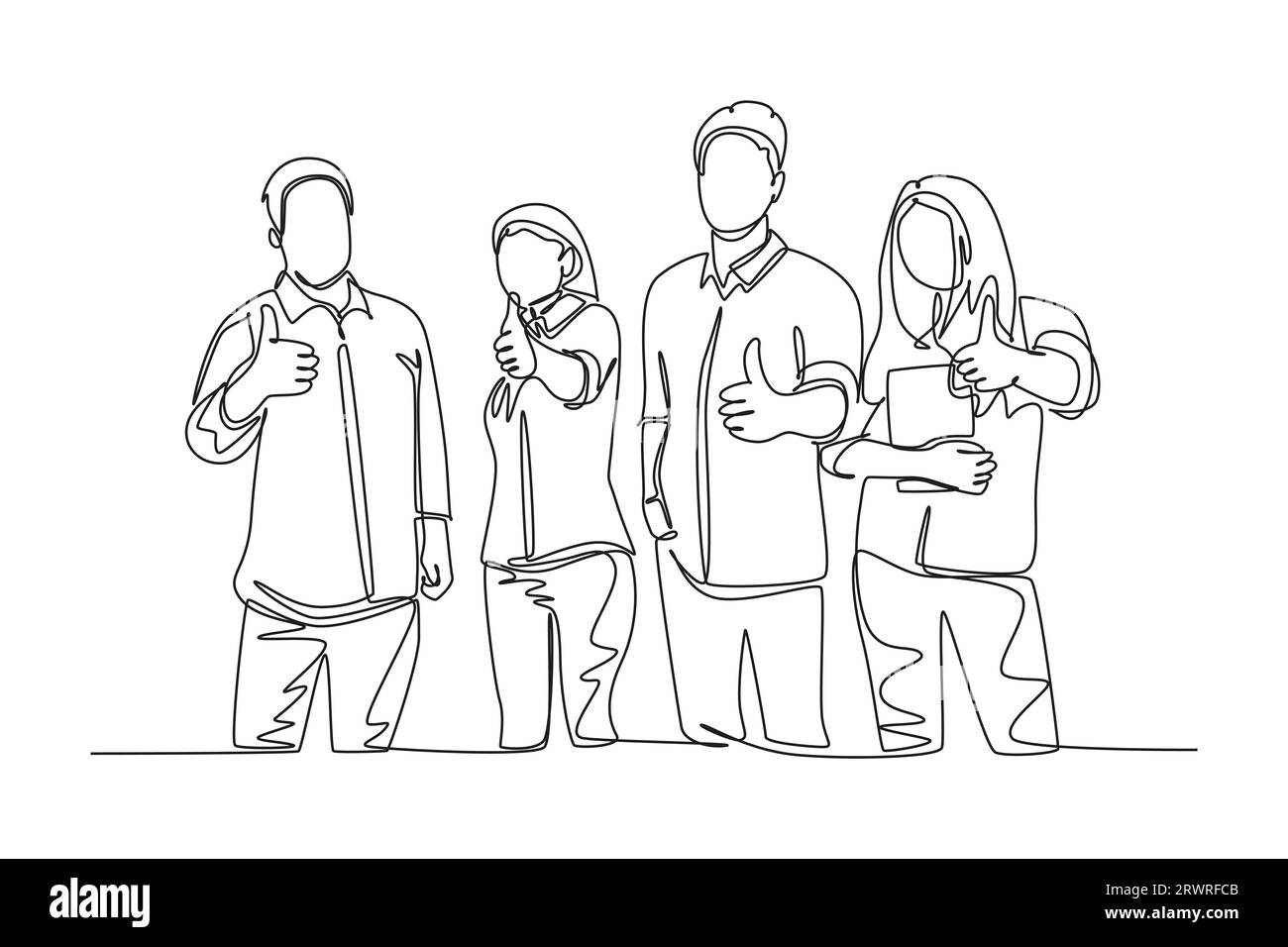 Single continuous line drawing group of happy college students giving ...