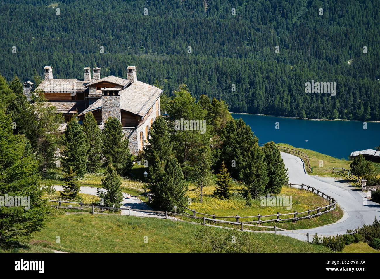 Switzerland, St.Moritz - June 6, 2023: city landscape with buildings ...