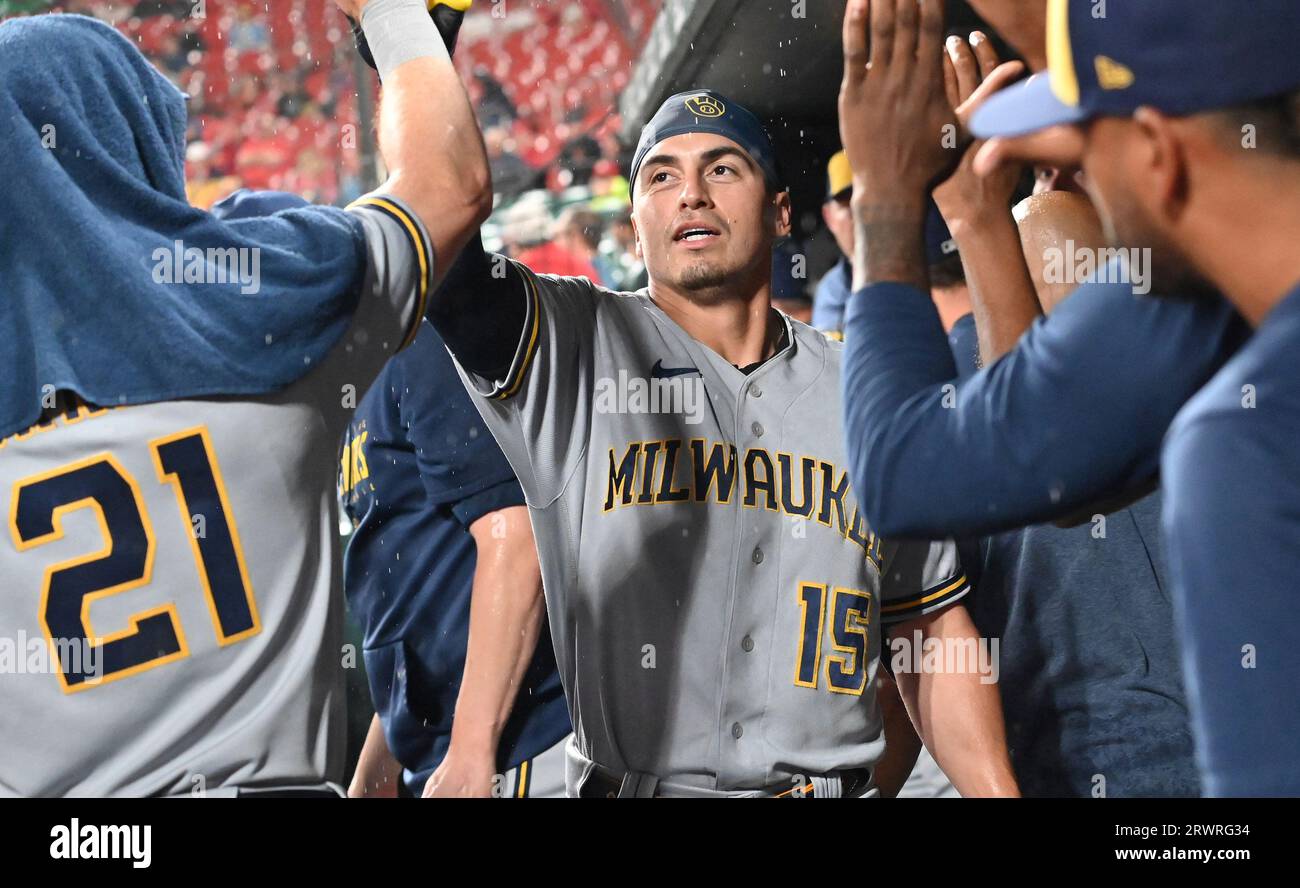 ST. LOUIS, MO - SEPTEMBER 20: Milwaukee Brewers left fielder Tyrone ...