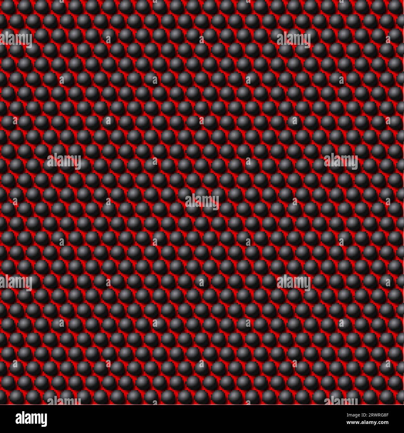 Grid with Black Spheres on Red Background. Perforated Texture Seamless ...