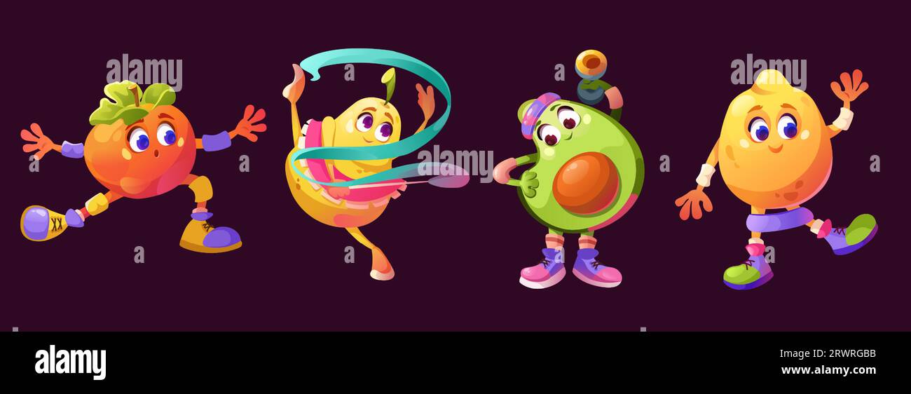 Yoga exercise with fruit character cartoon vector. Funny strong avocado ...
