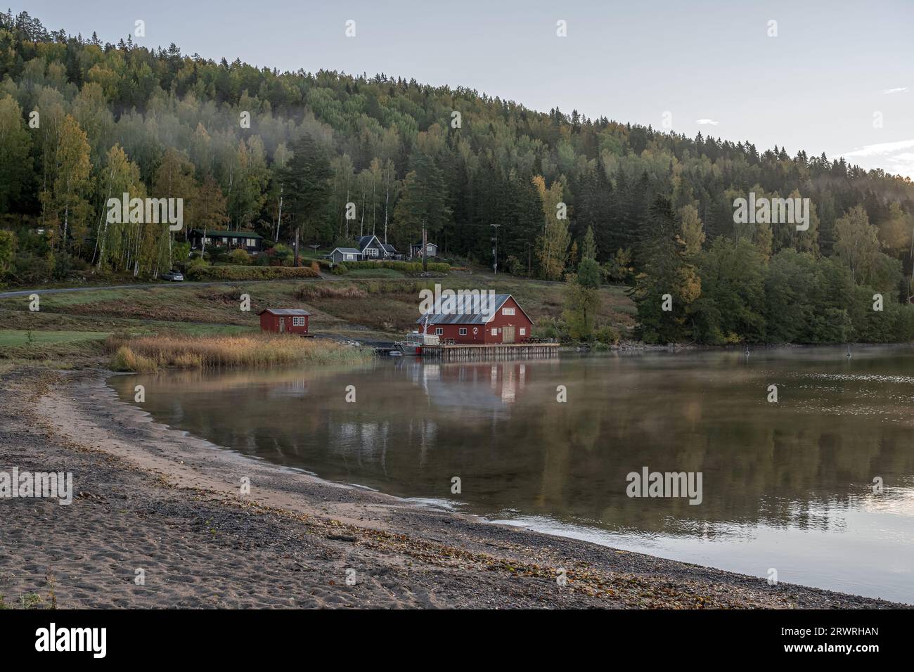 Swedish houses and mountain ant the sea at skuleberget campsite caravan ...