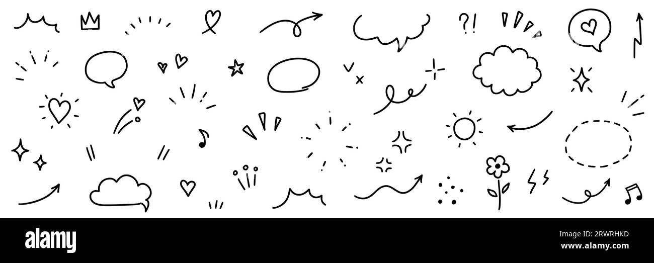 Cute line icon sketch element. Hand drawn line sketch text decoration ...