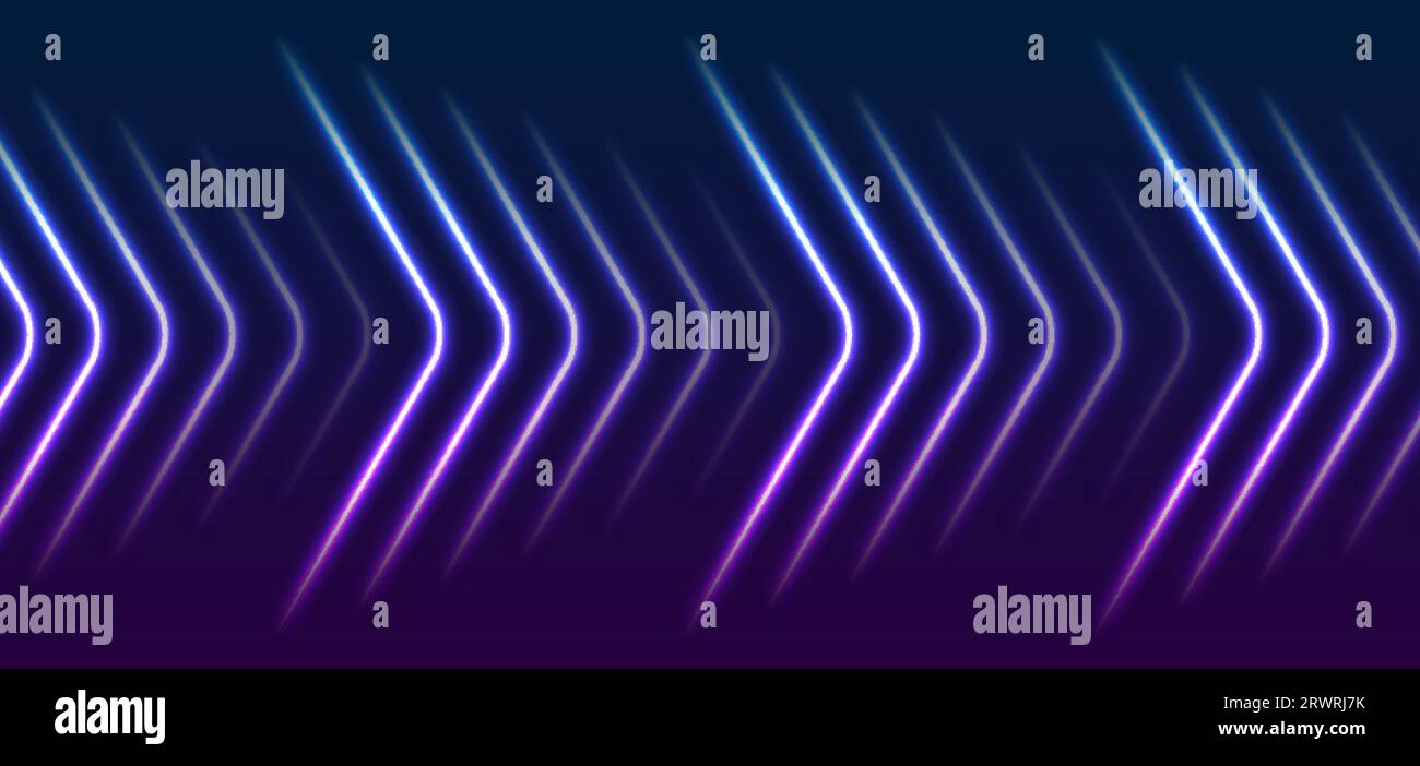 Blue and purple abstract neon arrows tech graphic design. Futuristic laser background. Vector ...